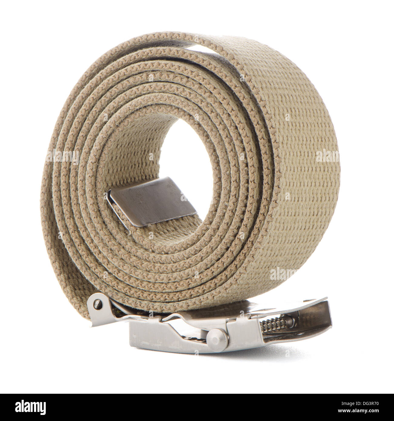 Beige belt on white background Stock Photo - Alamy