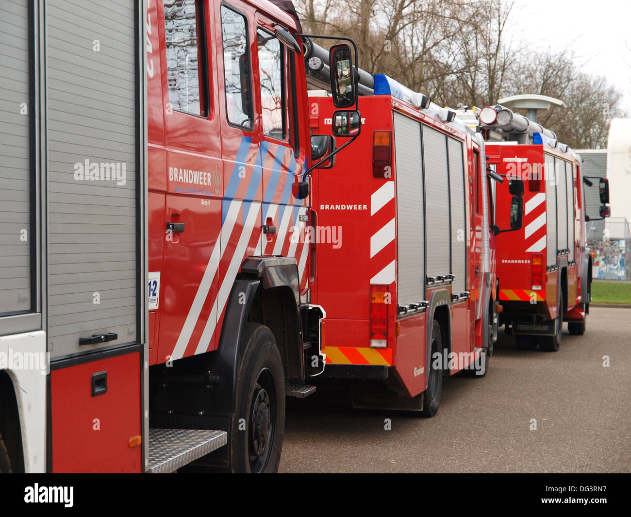 Three red fire trucks hi-res stock photography and images - Alamy