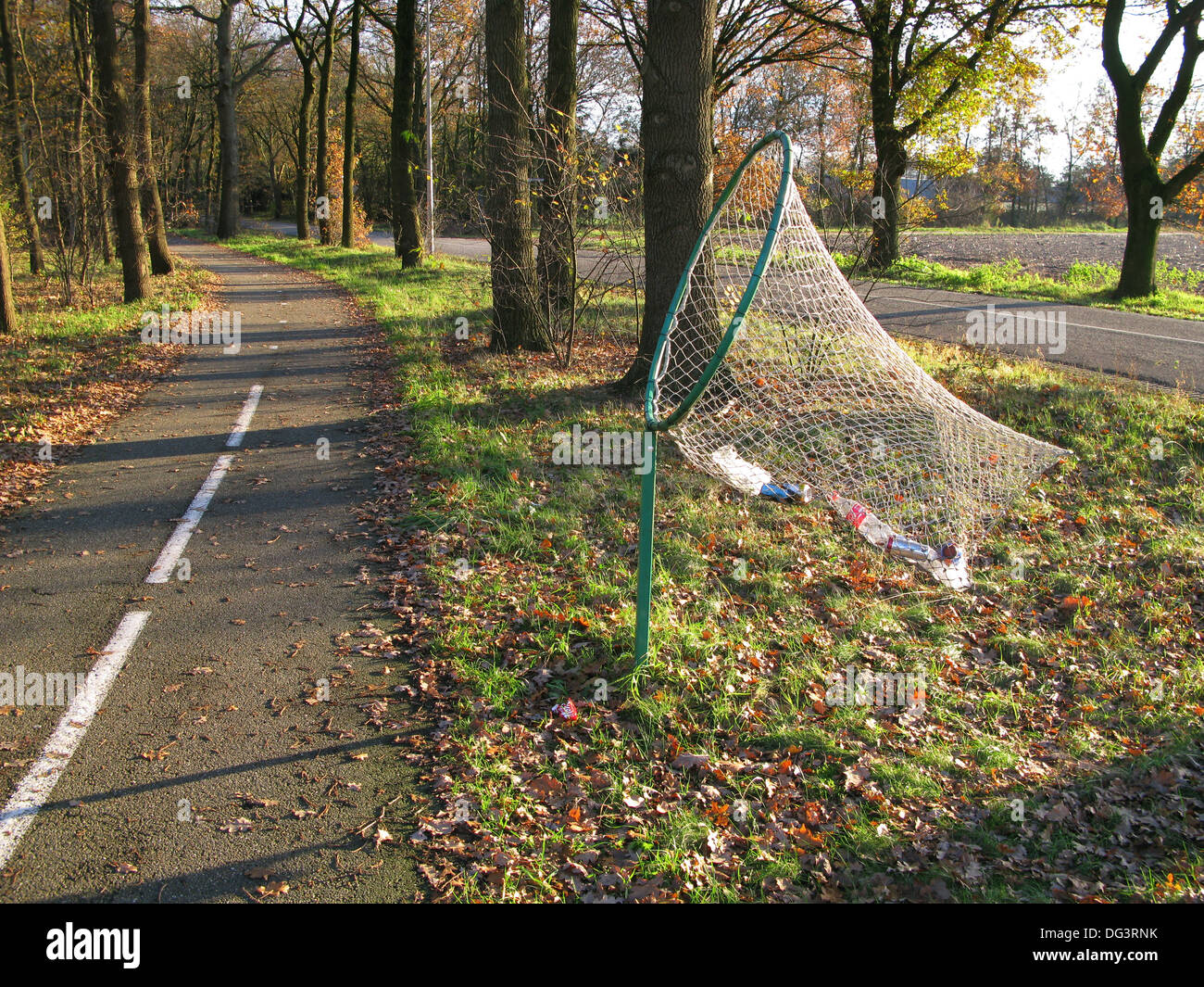waste disposal container along cycling track, Netherlands Europe Stock ...