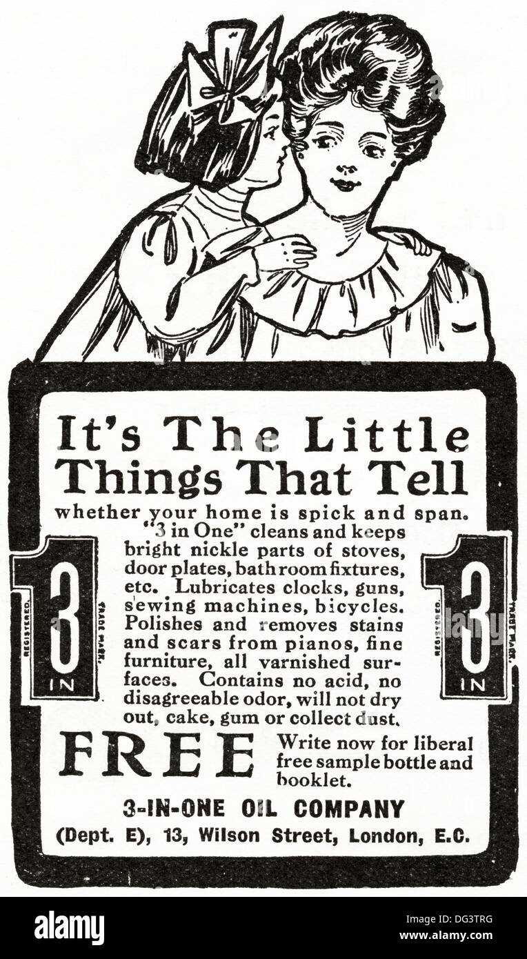 Original 1900s advertisement advertising 3-IN-ONE OIL. Magazine advert ...