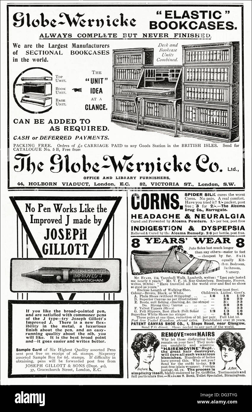 Page of adverts. Original 1900s advertisement advertising typical ...