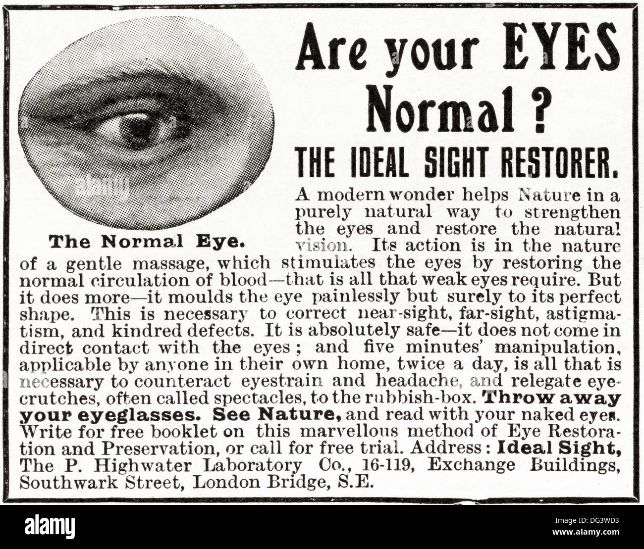 Original 1900s advertisement advertising SIGHT RESTORER for normal ...