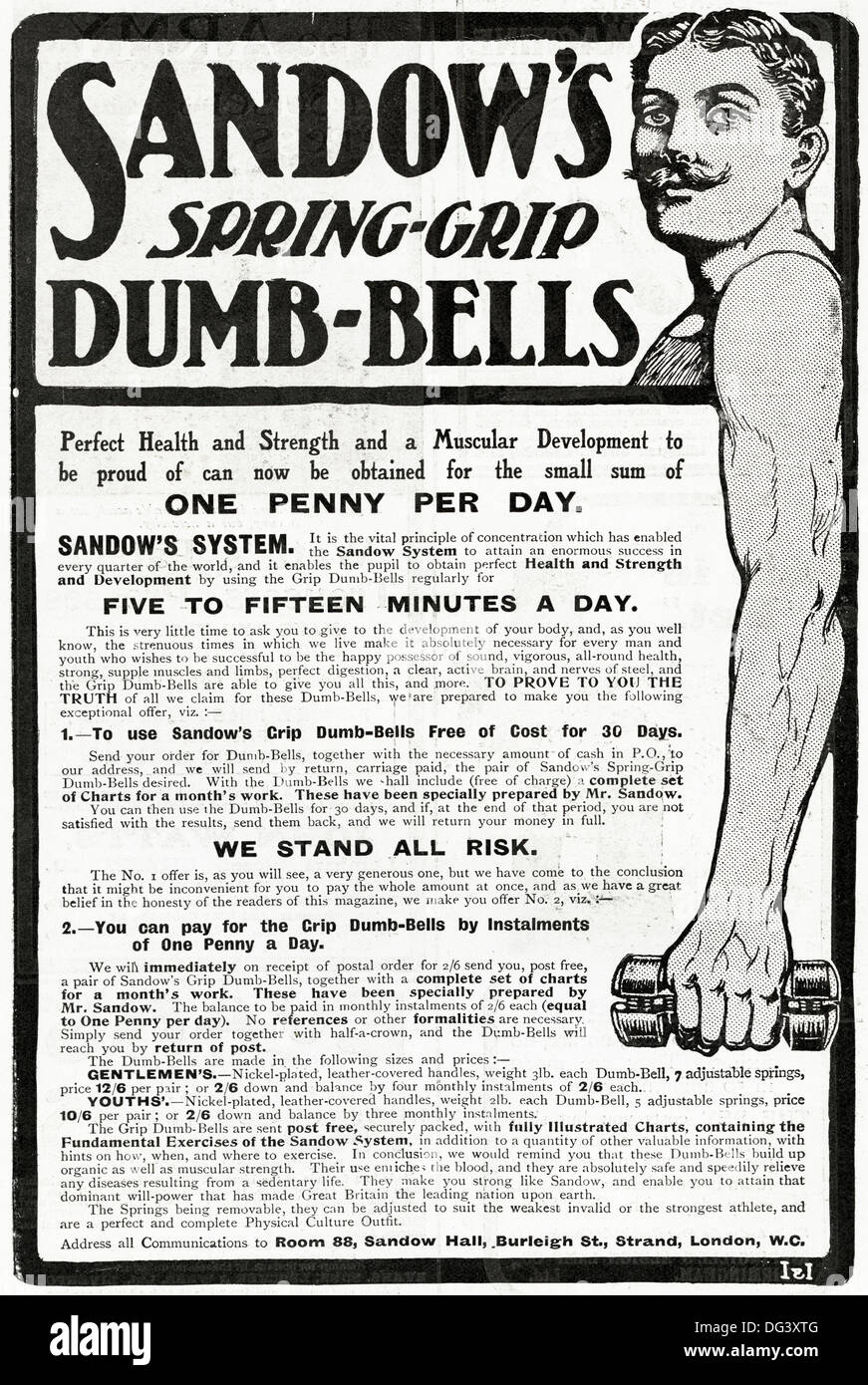 Original 1900s advertisement advertising SANDOW'S SPRING-GRIP DUMB ...
