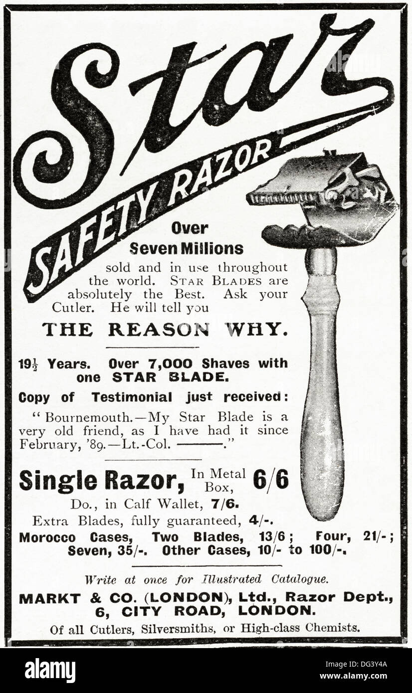 Original 1900s advertisement advertising STAR SAFETY RAZOR. Magazine ...