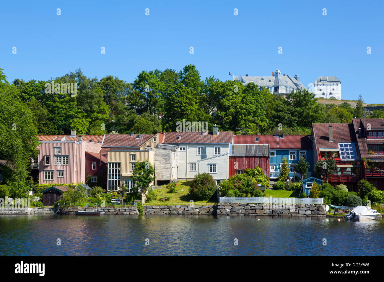 Kristiansten Fortress and local architecture on the River Nidelva ...
