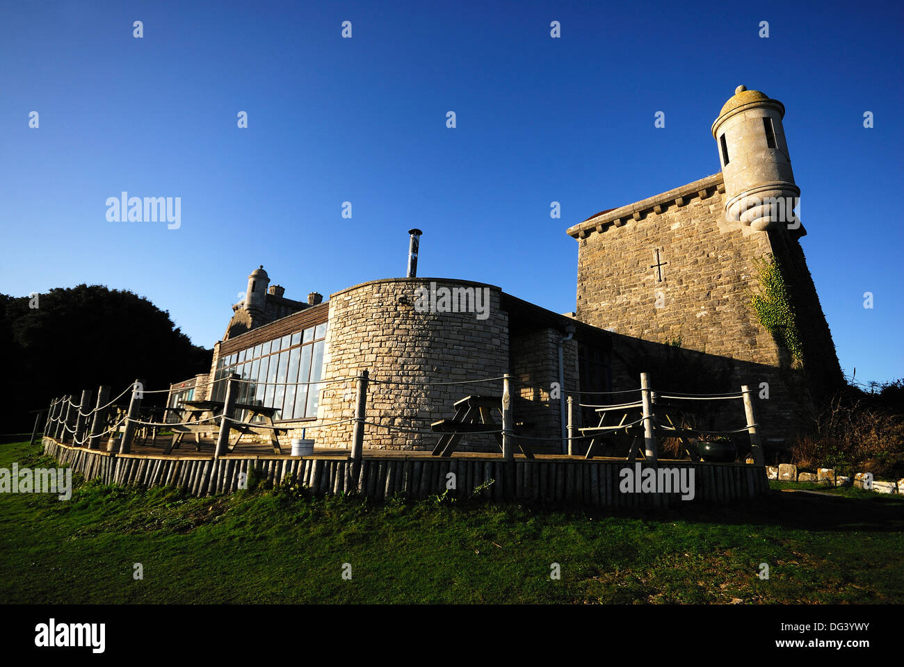 A view of Durlston Castle Dorset UK Stock Photo - Alamy