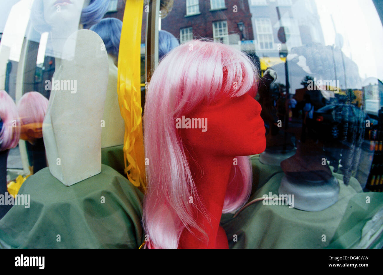 Wig in window hi-res stock photography and images - Alamy