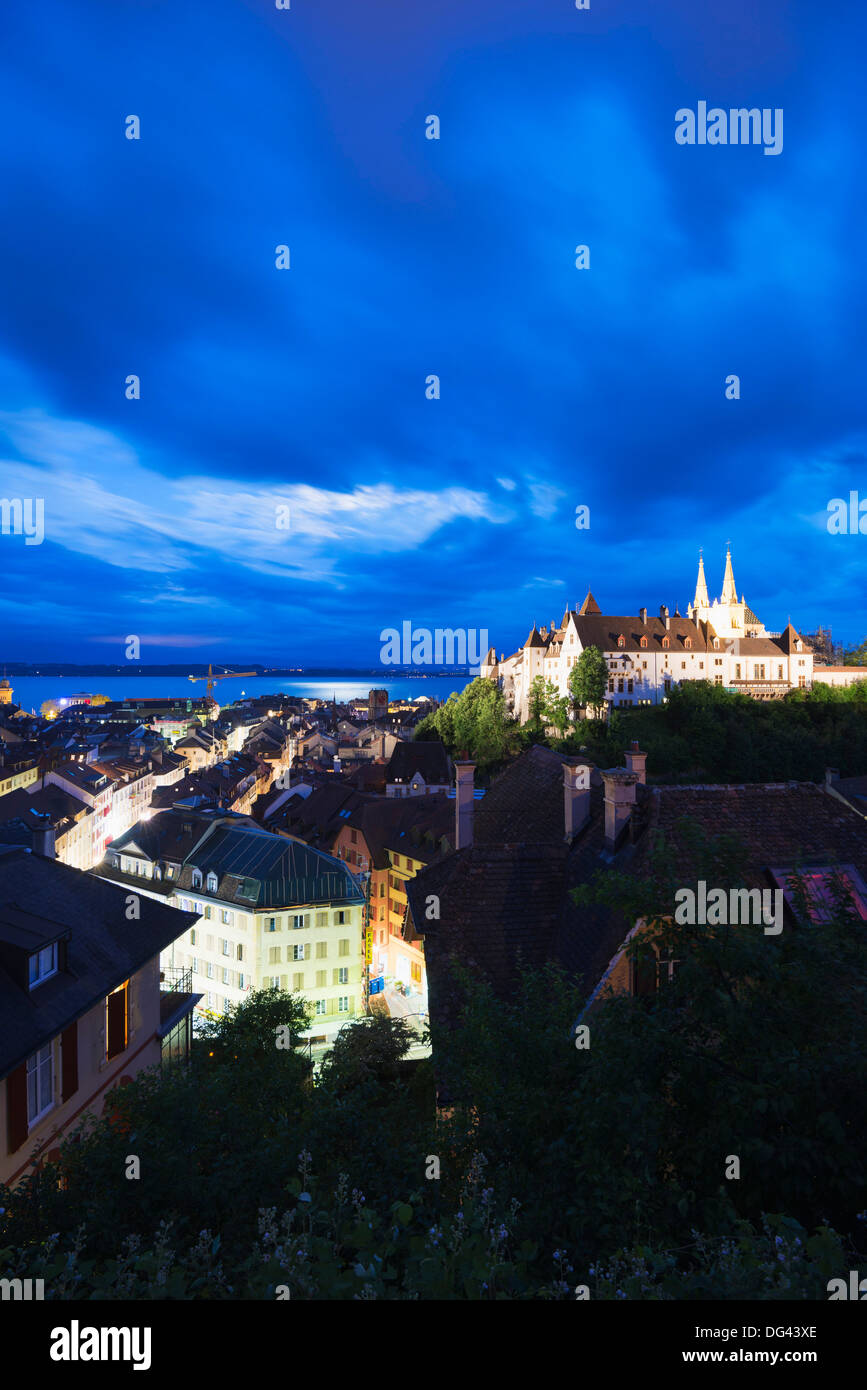 The 15th century chateau and cathedral, Neuchatel, Switzerland, Europe ...