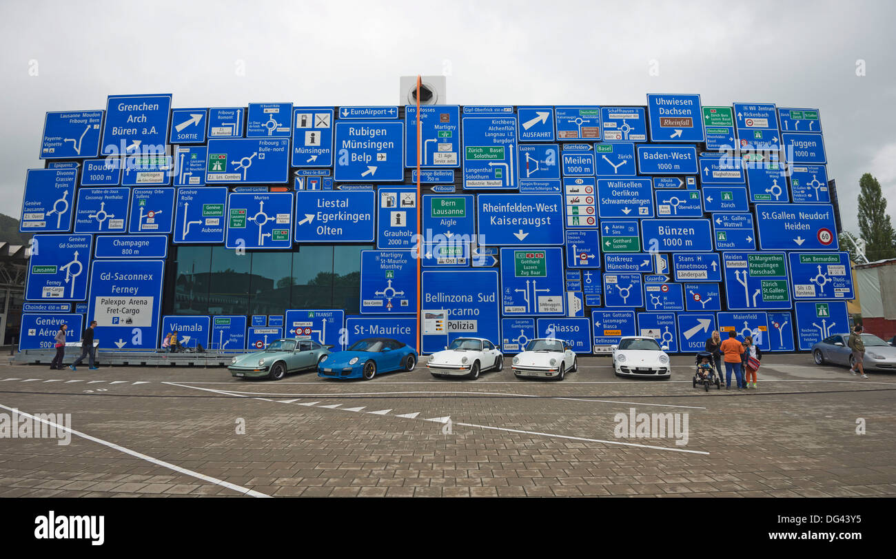 Road signs at Verkehrshaus transport museum, Lucerne, Switzerland ...