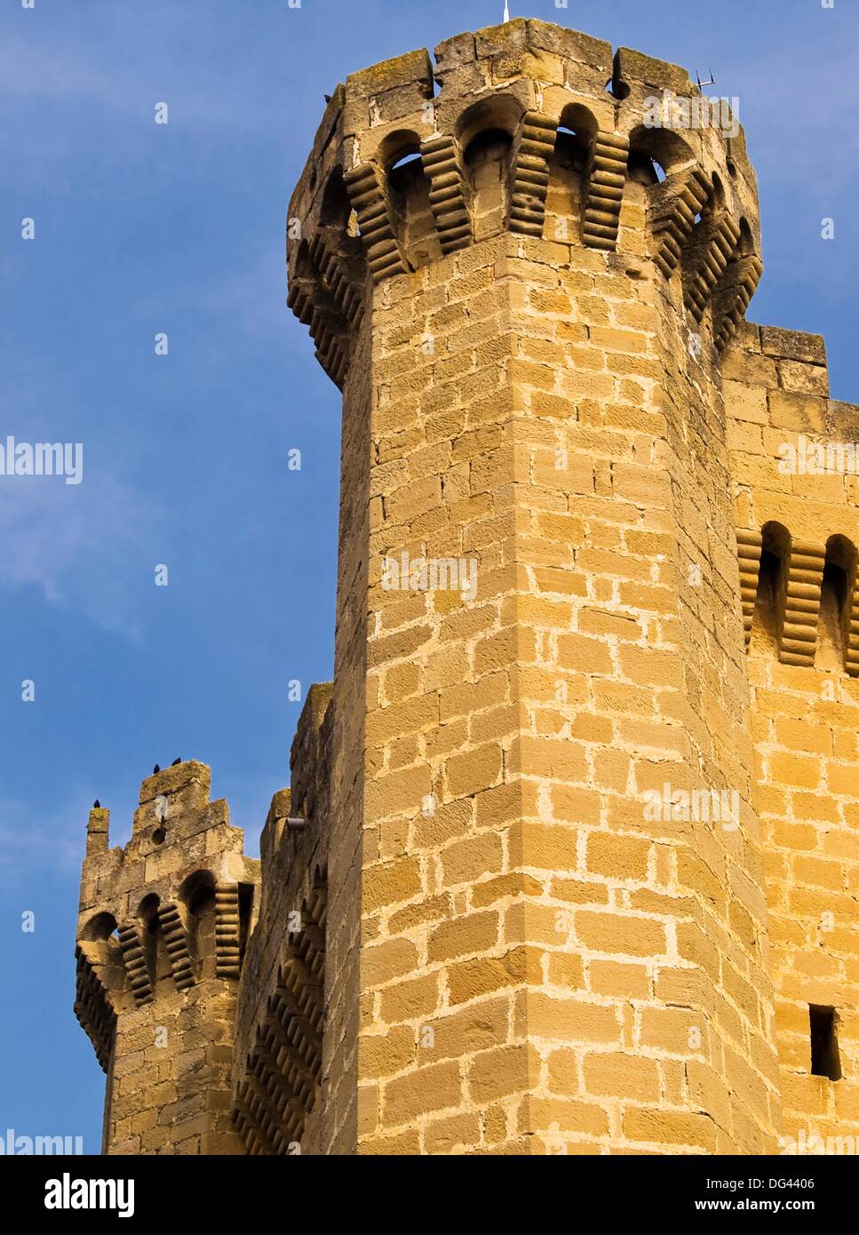 Octagonal turrets topped with turrets and battlements in the keep of ...