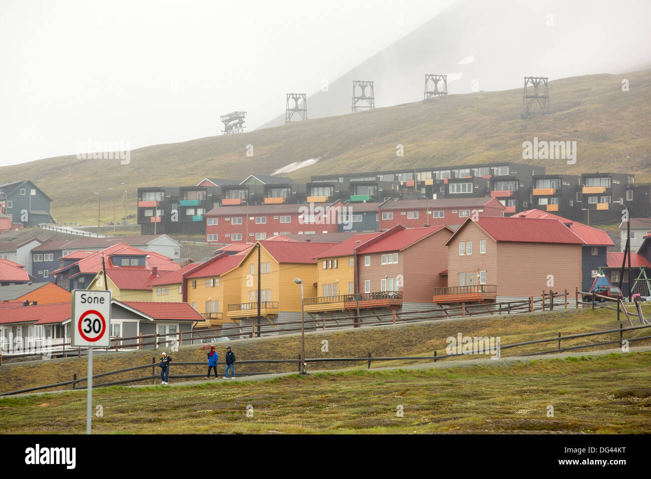 Housing in Longyearbyen and capital of Spitsbergen, Svalbard, with an ...