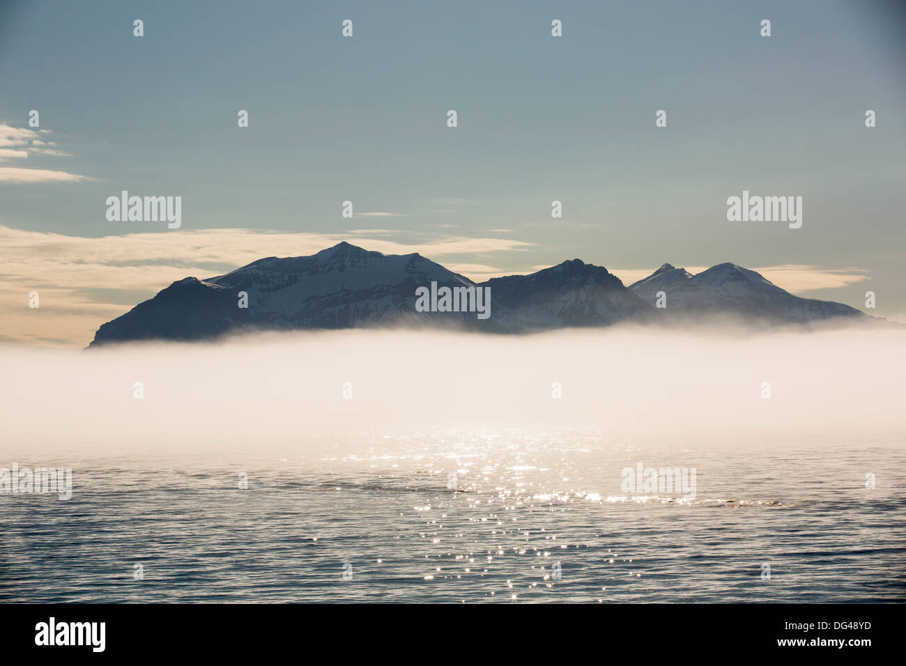 Coastal mountains on the side of Isfjorden on Spitsbergen, Svalbard ...