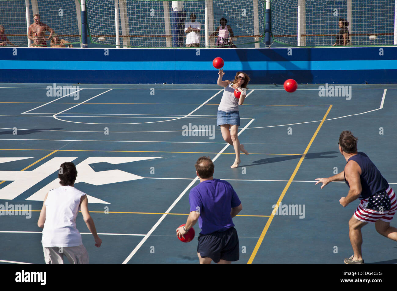 Cruise guests play dodgeball on cruise ship in Caribbean Stock Photo ...