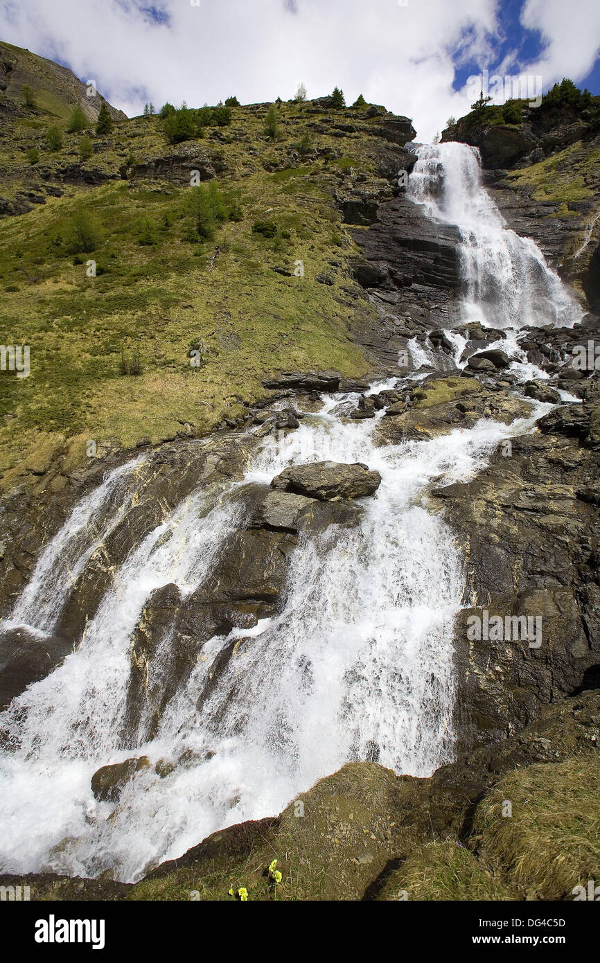 Water is falling from the mountain river hi-res stock photography and ...
