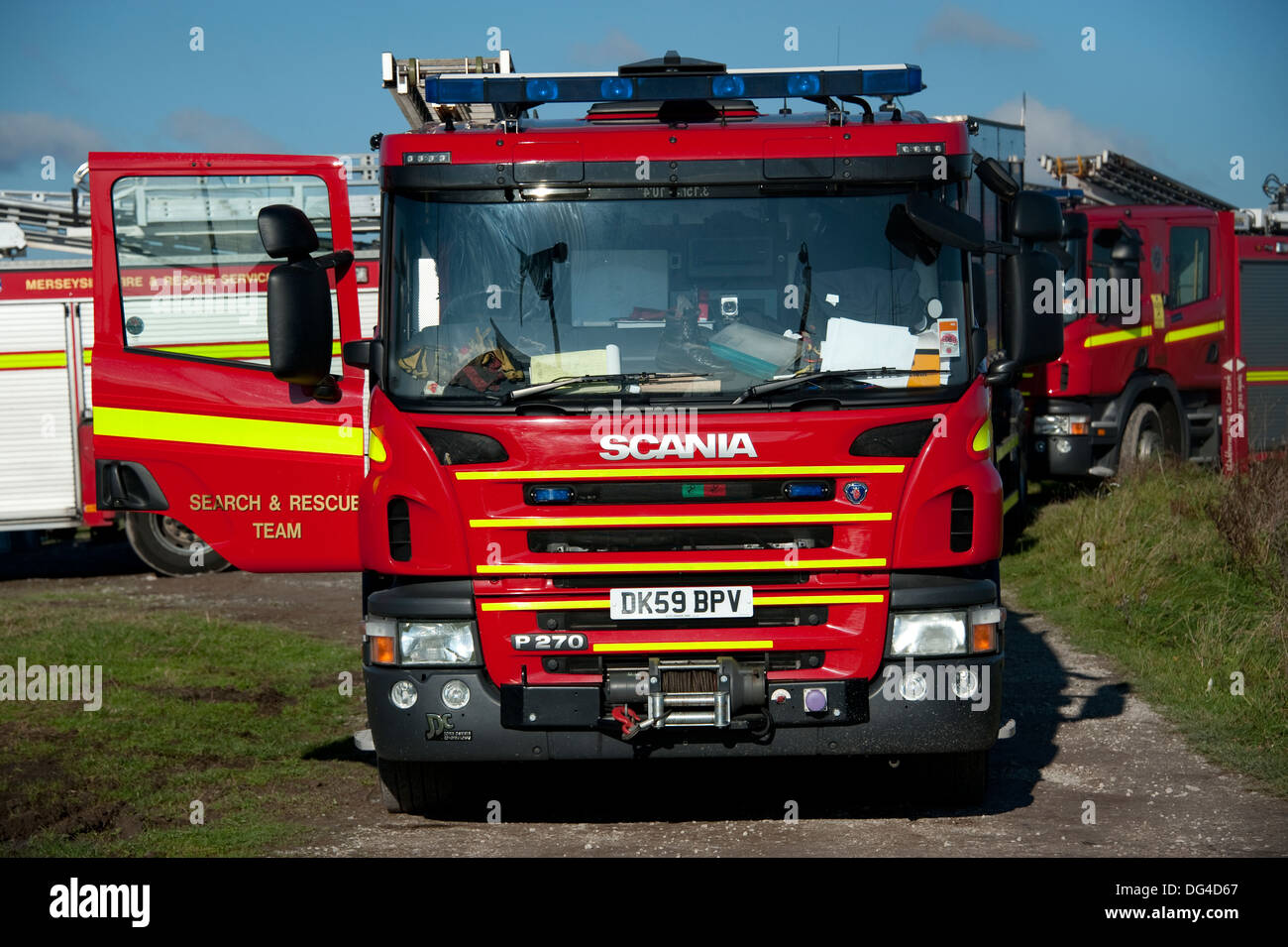 Fire 7 And Rescue Service Scania Truck Engine Stock Photo - Alamy