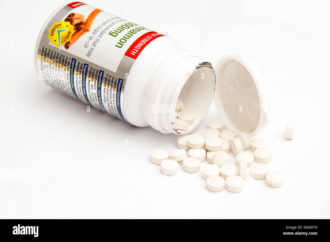Cinnamon tablets spilling out of container antioxidant, antibacterial ...