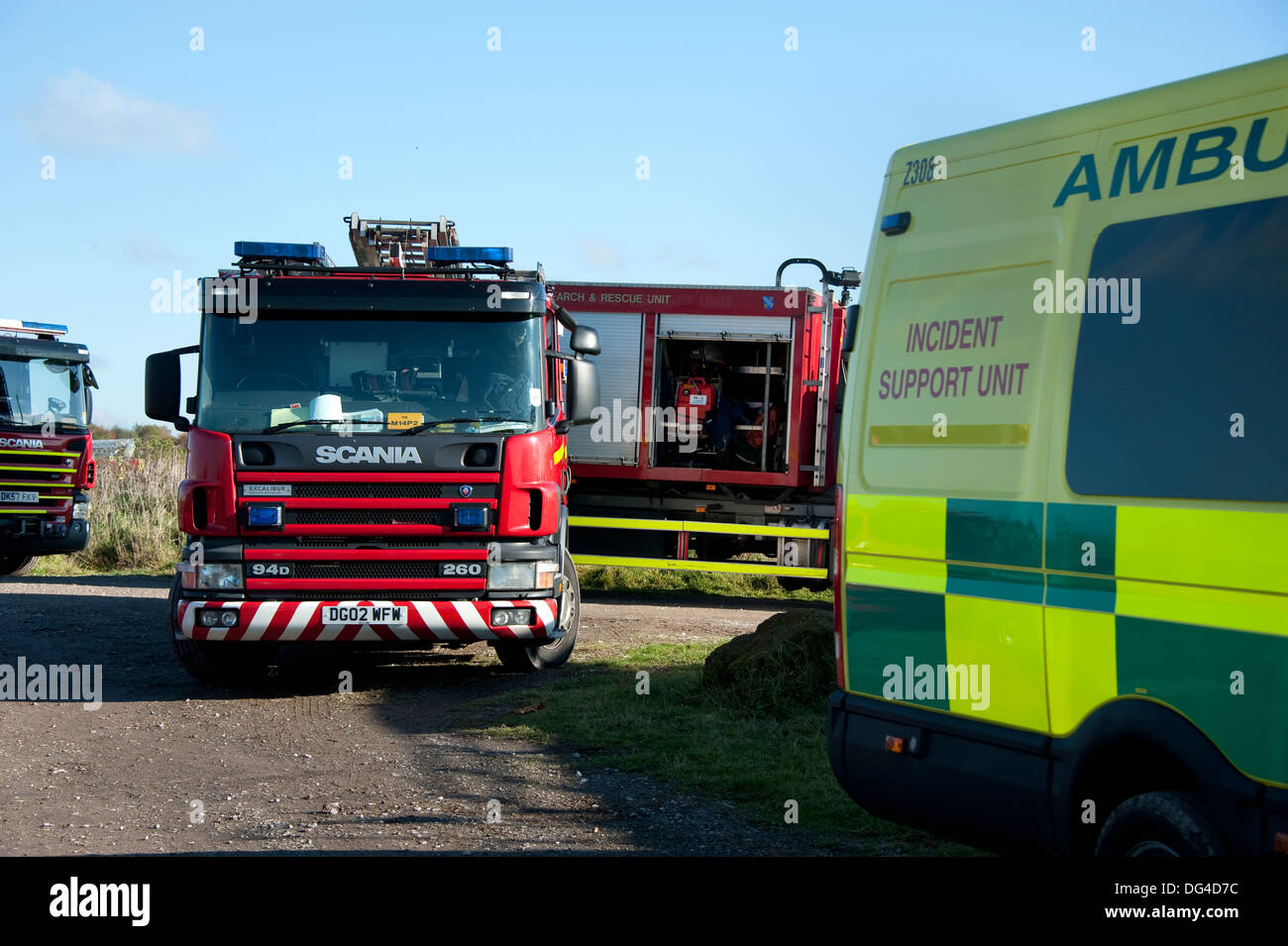 Fire Engine and Ambulance Incident Support Unit Stock Photo - Alamy