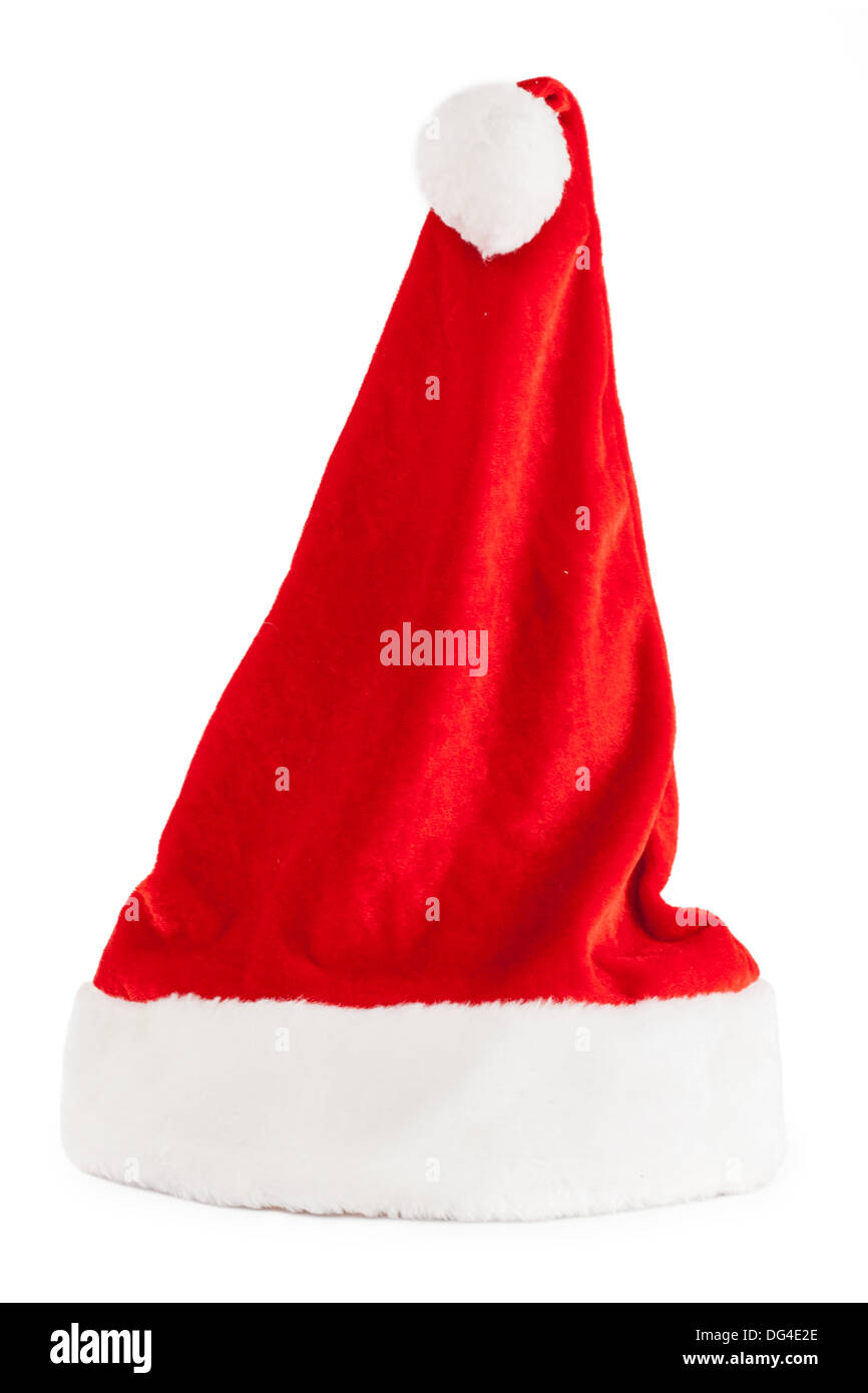 Traditional santa claus hat closeup on white background Stock Photo - Alamy