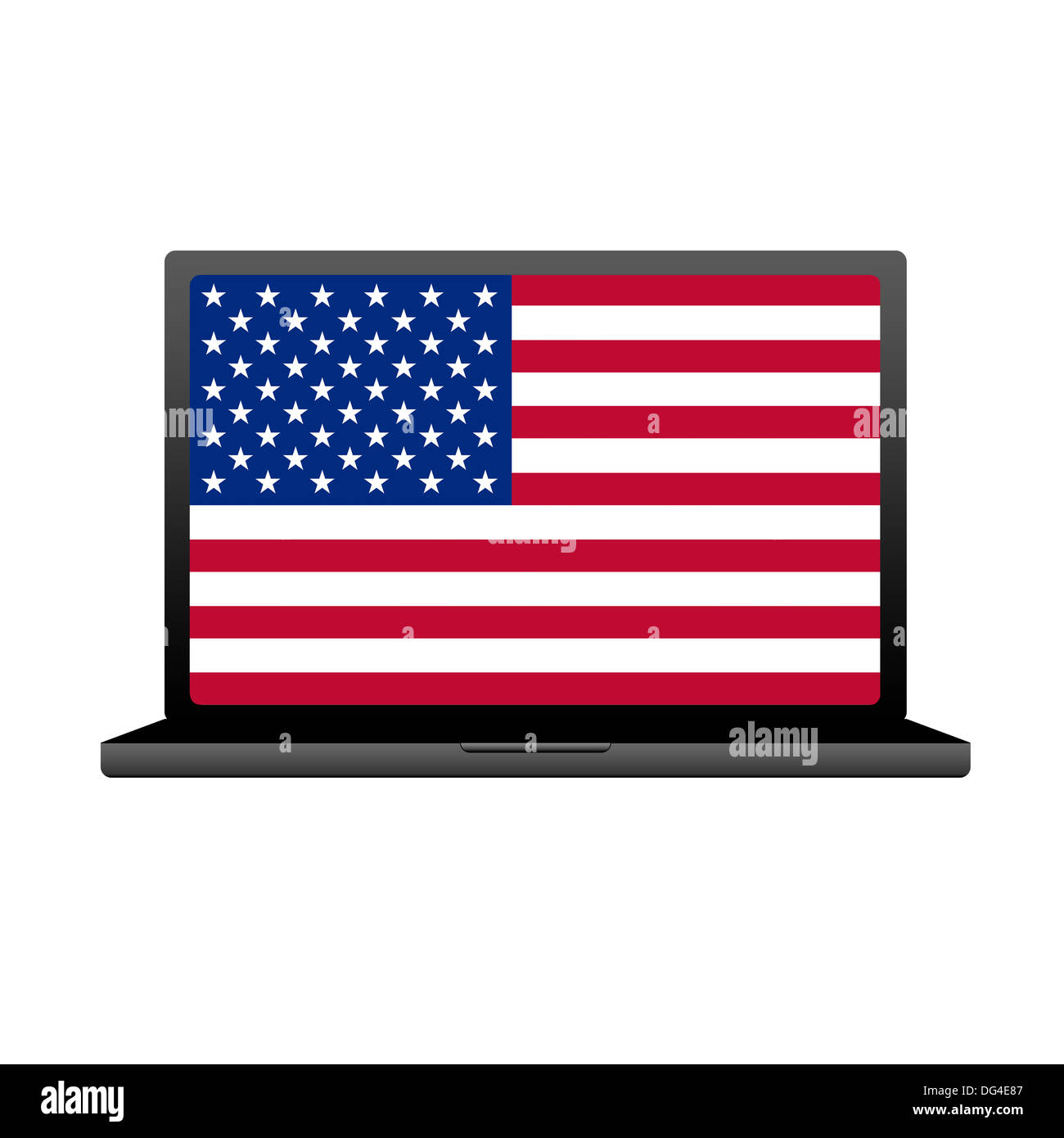 Laptop with flag of USA, illustration Stock Photo - Alamy