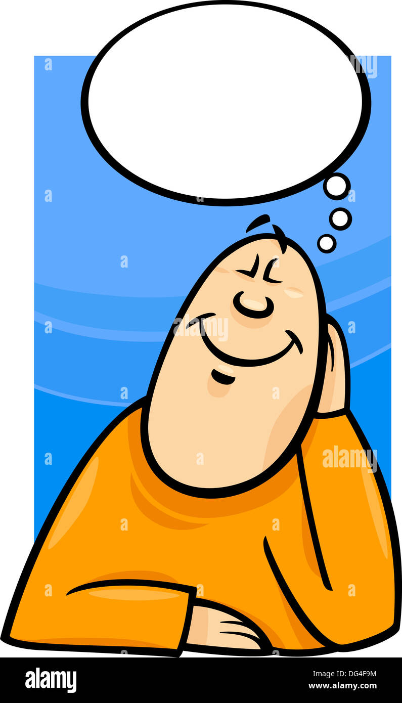 Cartoon Concept Illustration of Happy Dreamer Man Stock Photo - Alamy