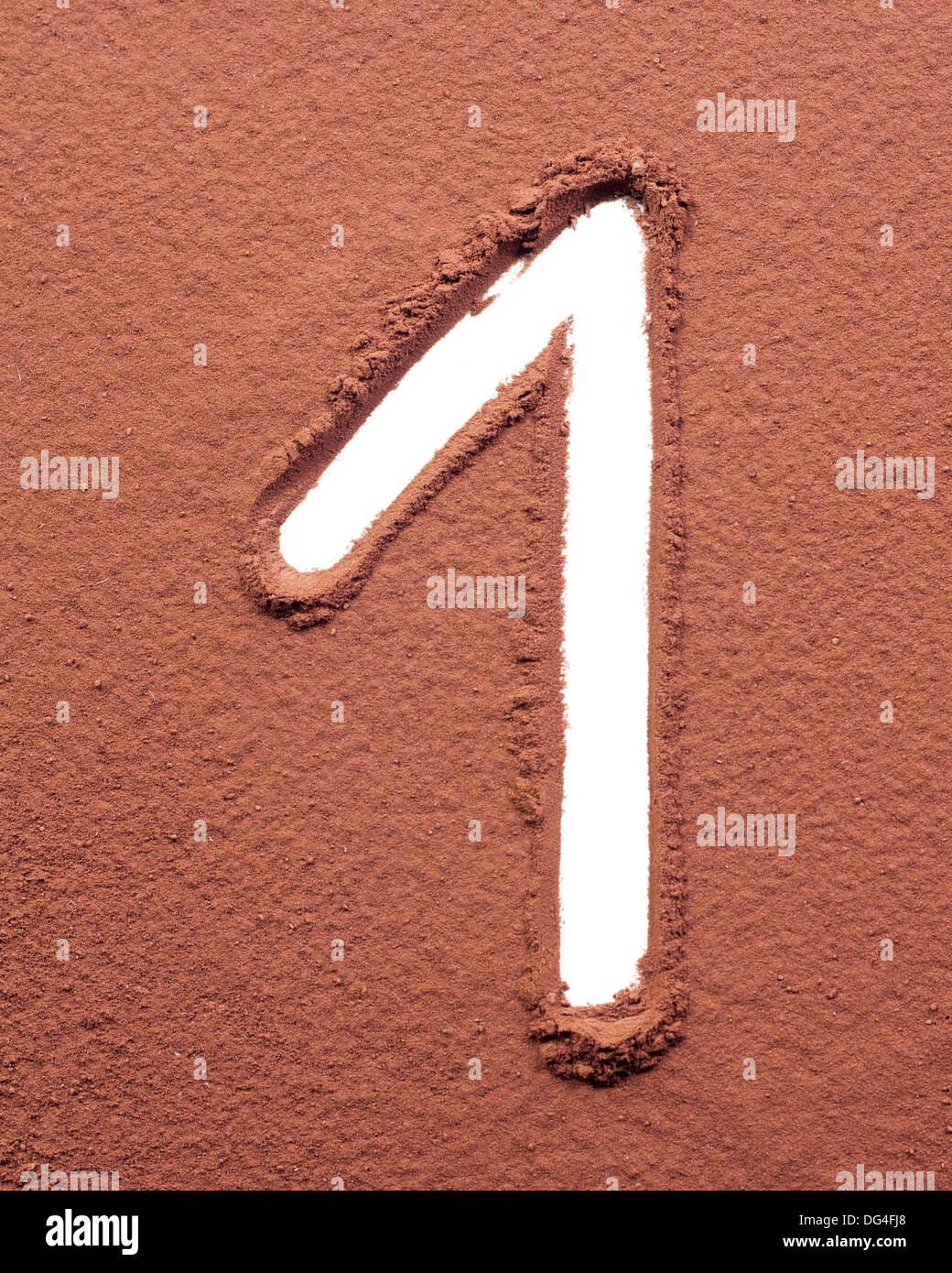 Number 1 made of cocoa powder on white background Stock Photo - Alamy