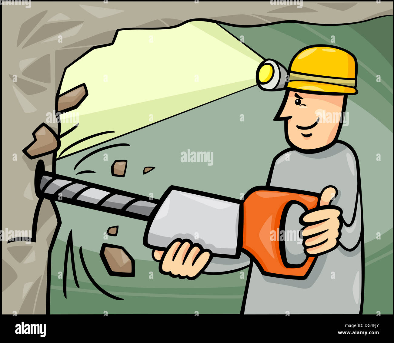 Cartoon Illustration of Miner at Work in the Coal Mine Stock Photo - Alamy