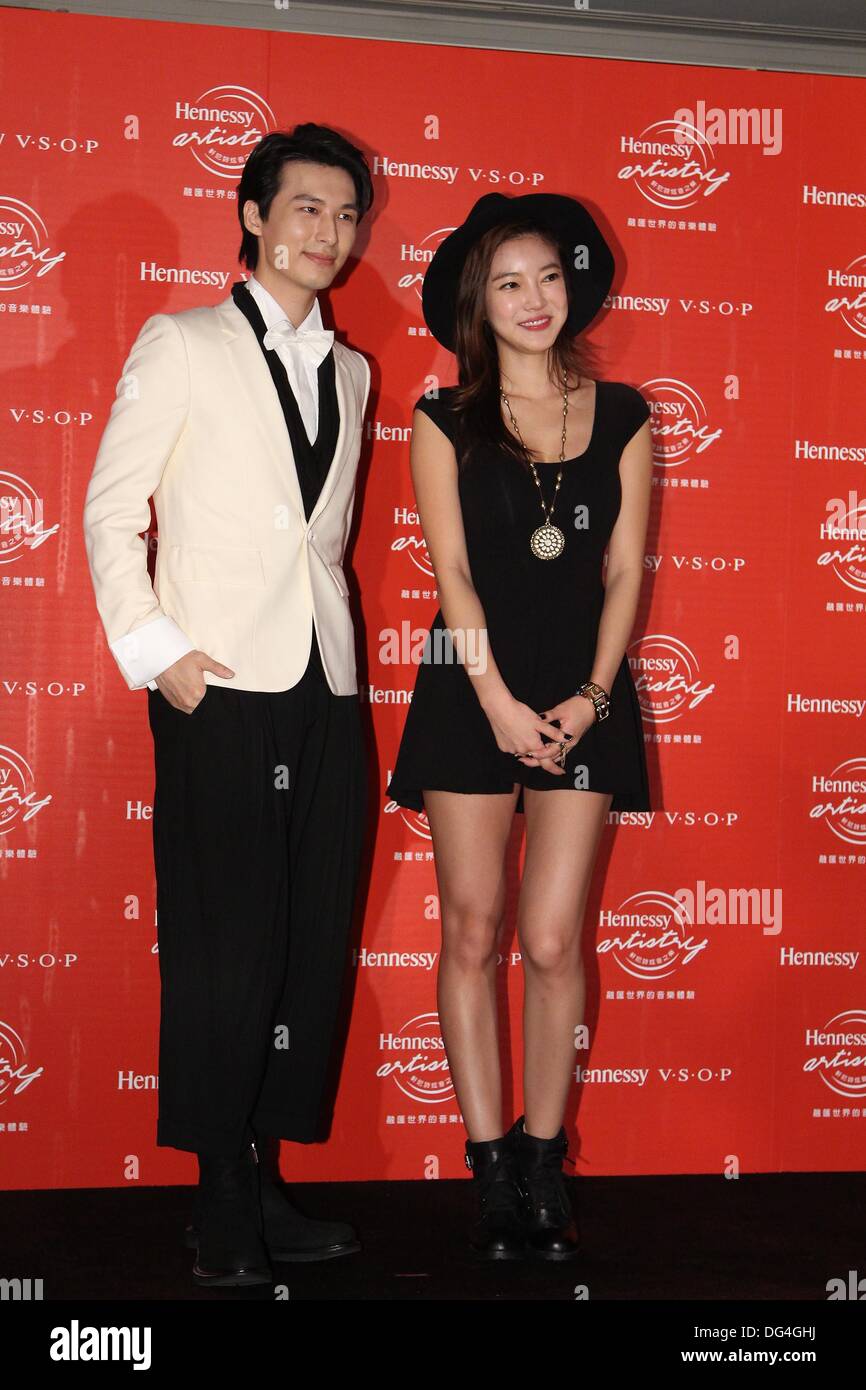 Taipei, China. 11th Oct, 2013. Singer Yen-j and Korean singer NS YOON-G ...