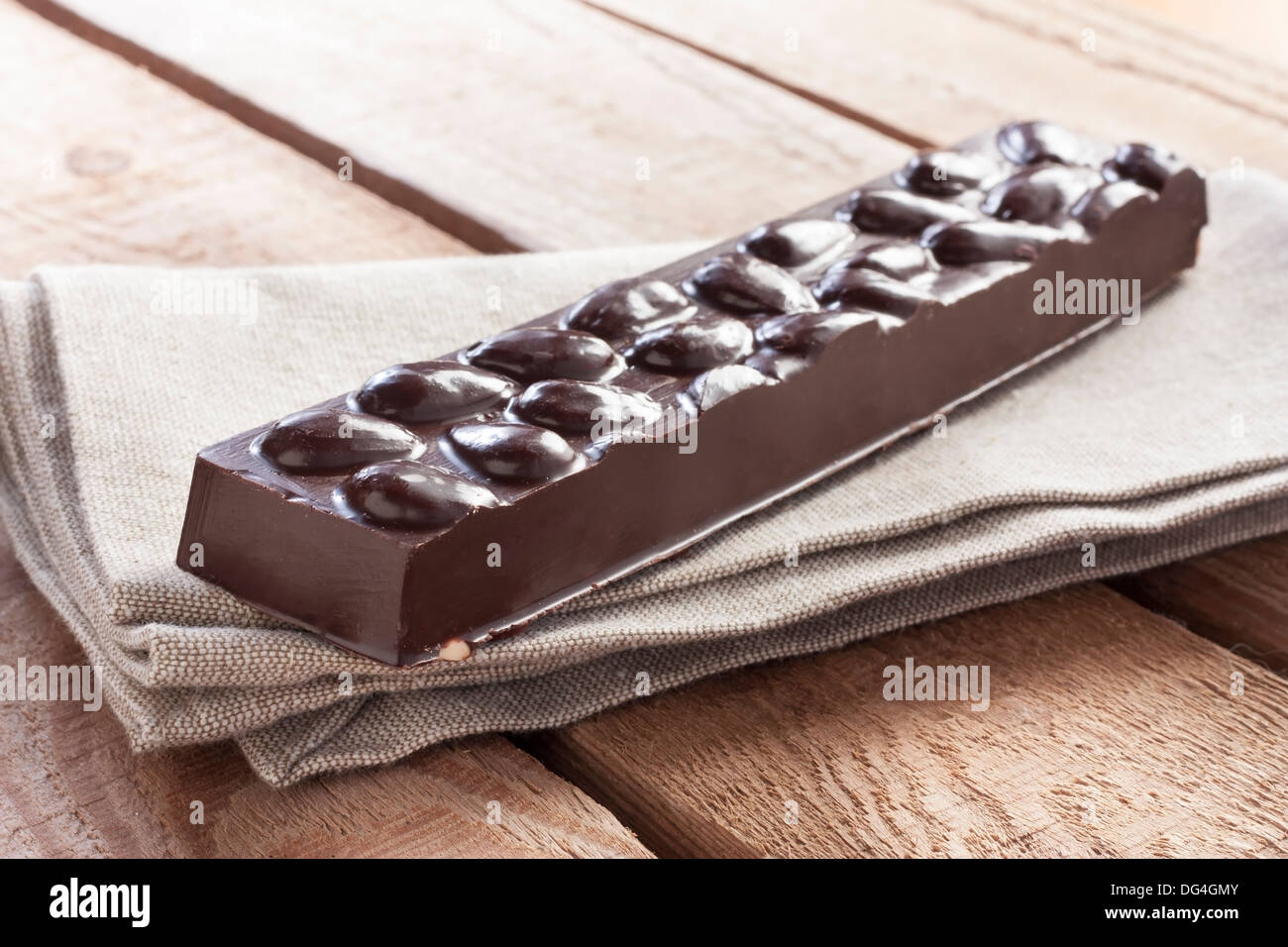 Delicious chocolate bar with almonds Stock Photo - Alamy