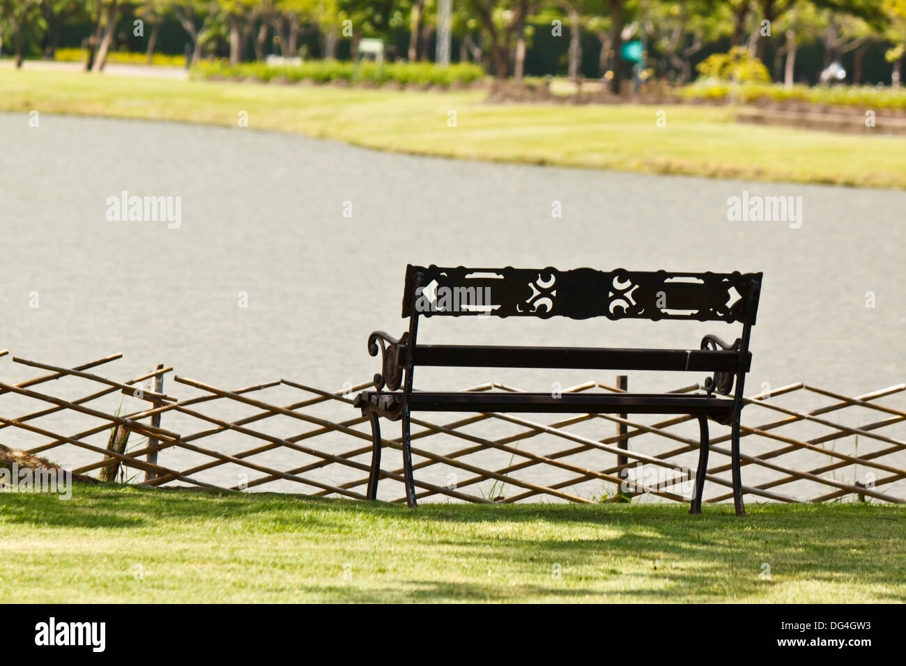 bench beside river Stock Photo - Alamy
