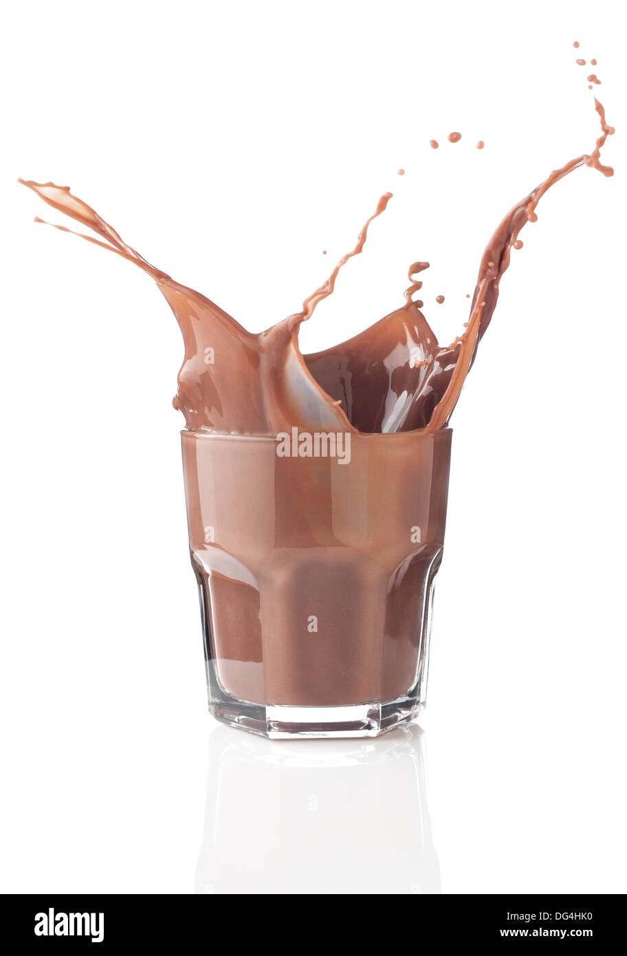 Chocolate splash in a glass isolated on white Stock Photo - Alamy