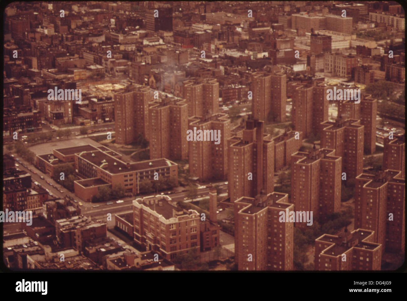 An aerial view of the Lower Bronx, New York, offering a bird’s-eye ...