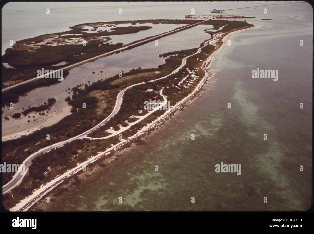 This aerial view captures the State Park on Long Key, located between ...