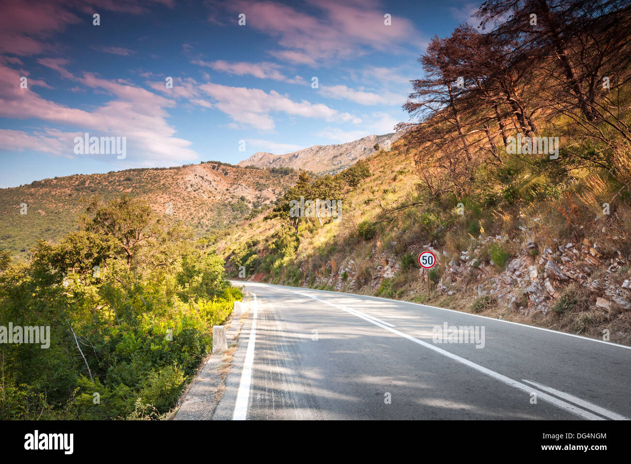 Mountain highway in soft morning sunlight. Montenegro Stock Photo - Alamy
