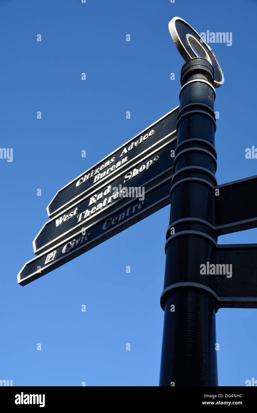Old fashioned style signpost in Chelmsford town centre, Essex, UK Stock ...