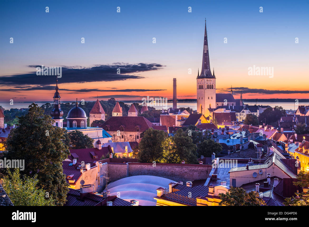 Skyline of Tallinn, Estonia at sunset Stock Photo - Alamy