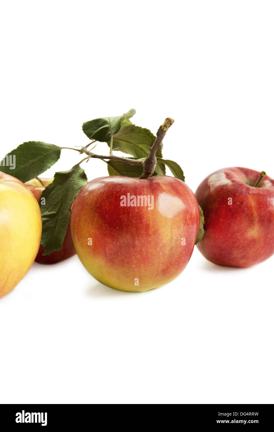 Organic red apples isolated on white background Stock Photo - Alamy