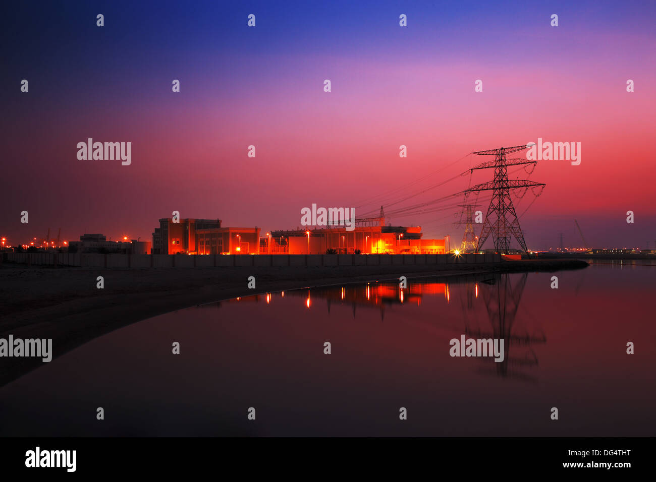 Huge transformation facility, showing transformers and pylons in a ...