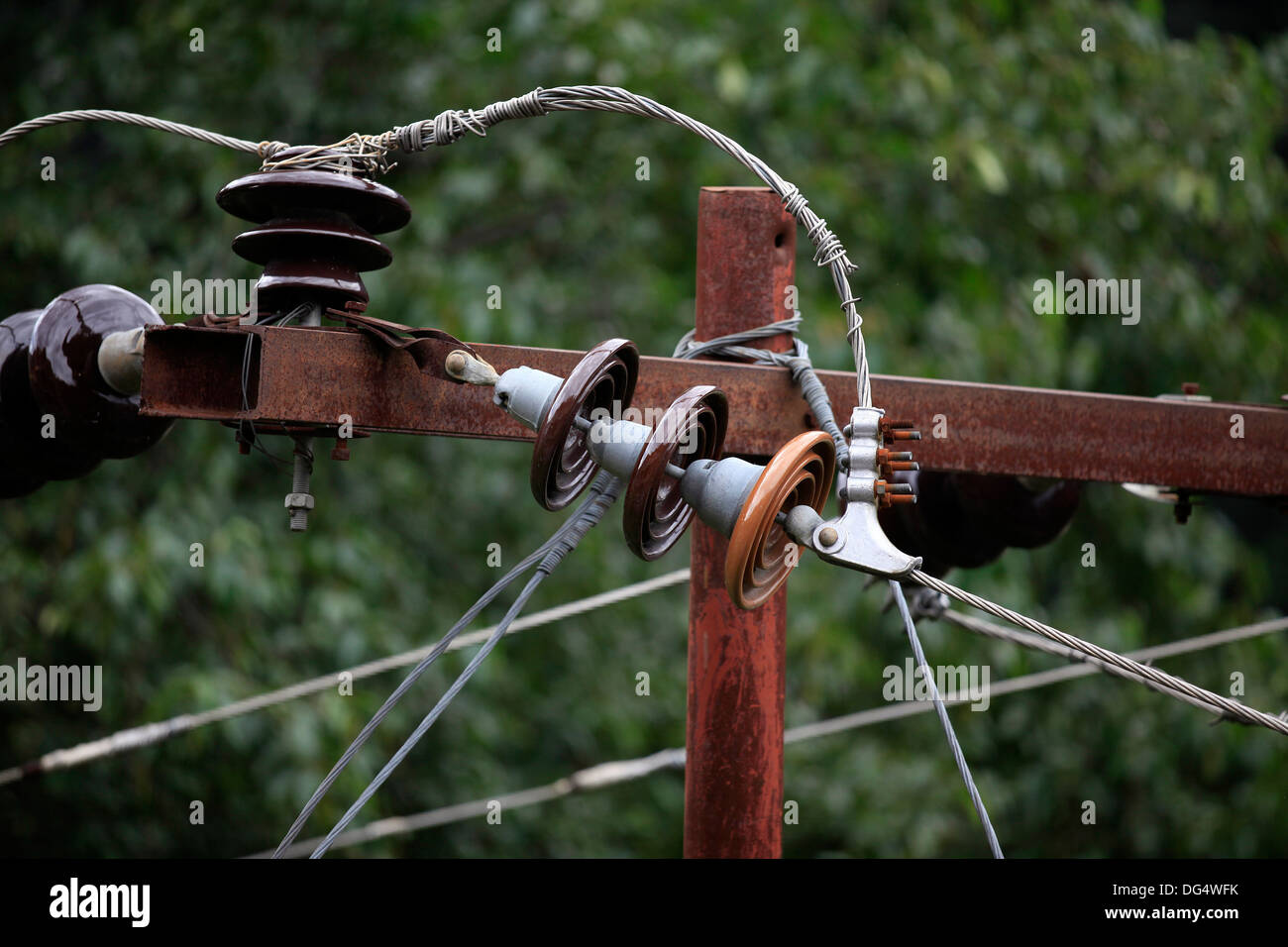 Electric wire on the pole Stock Photo - Alamy