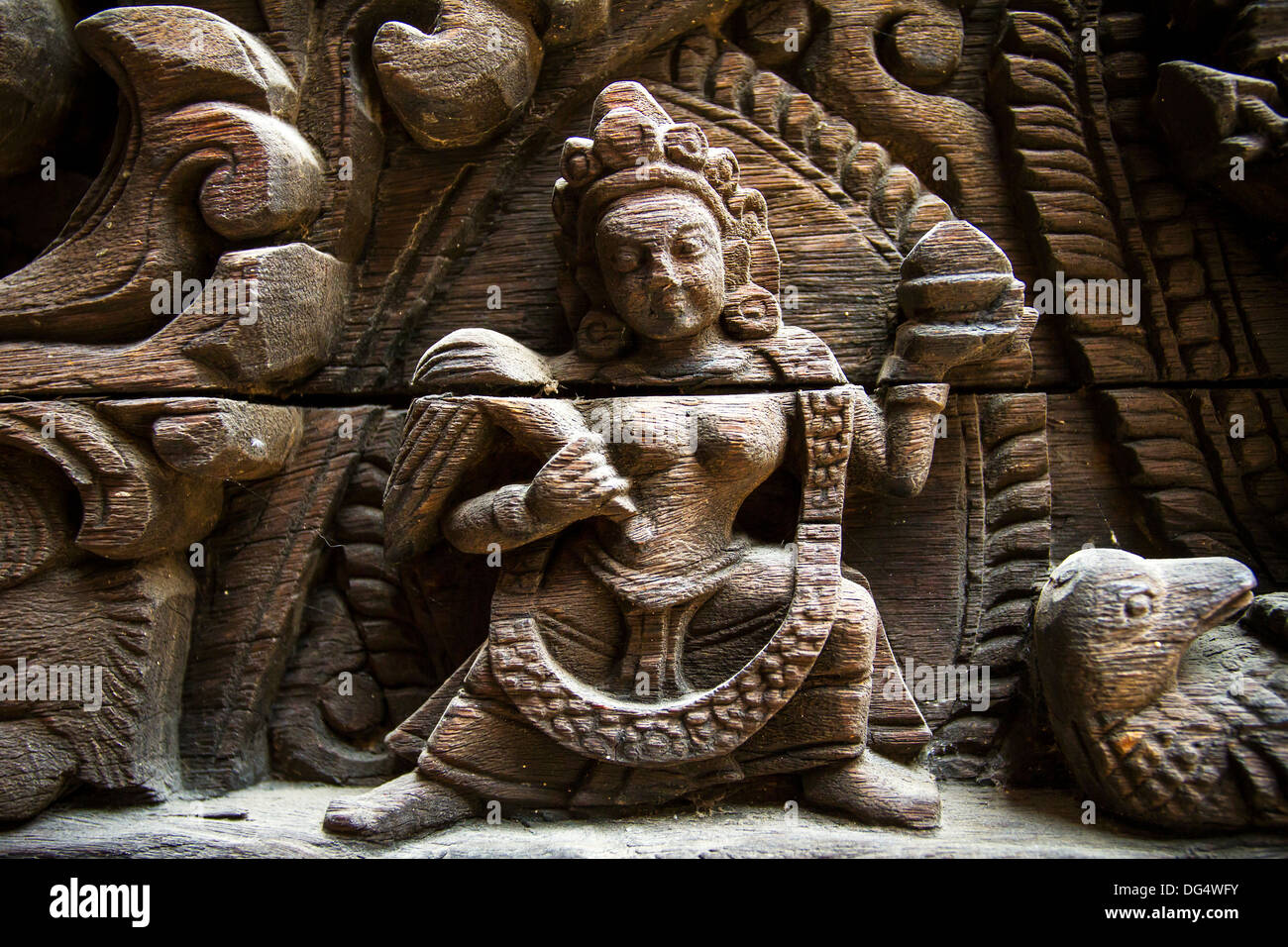 Carved statues on the Durbar Square in Kathmandu Stock Photo - Alamy
