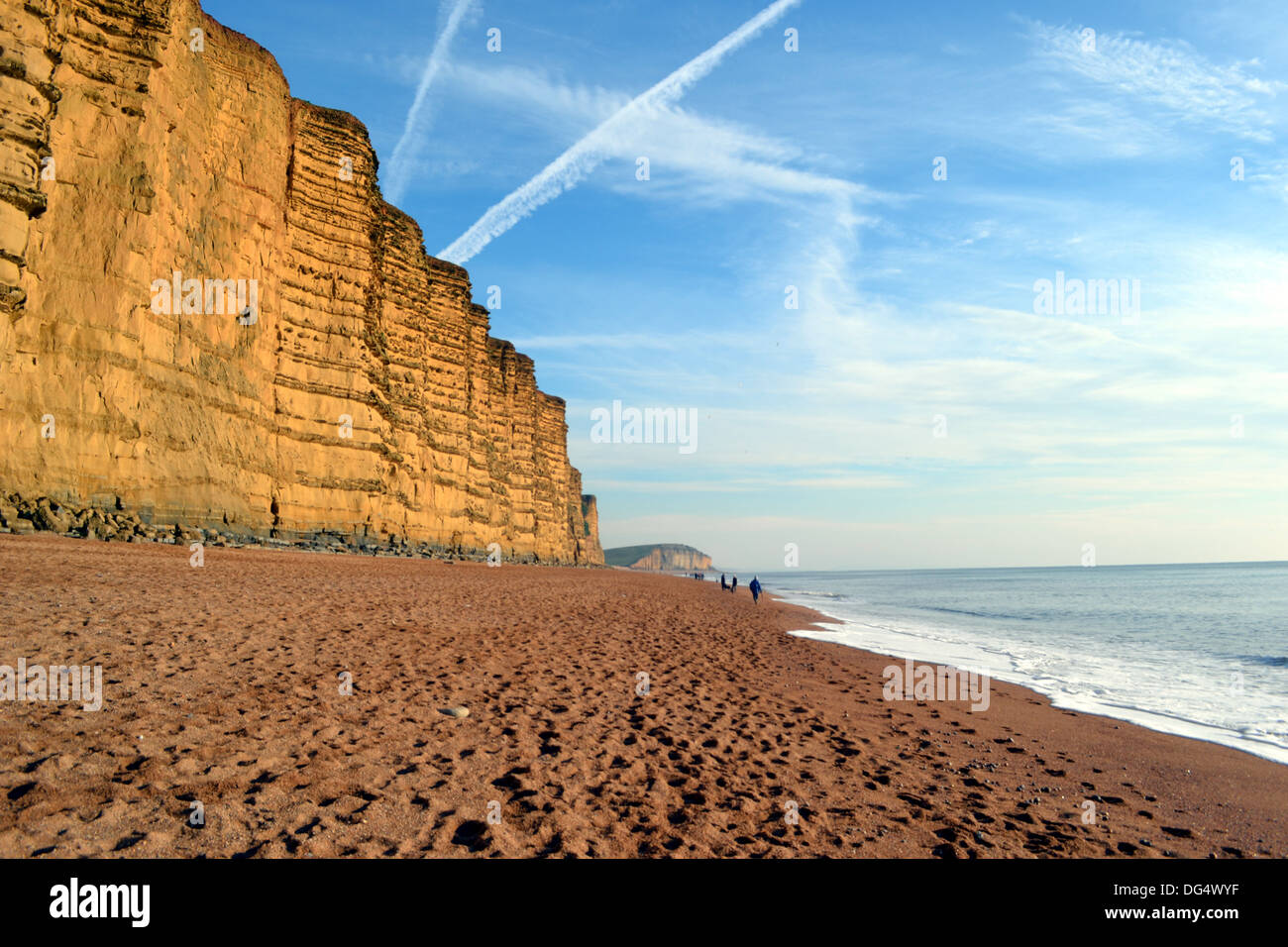 Calm sea beach distant seaside cliffs hi-res stock photography and ...