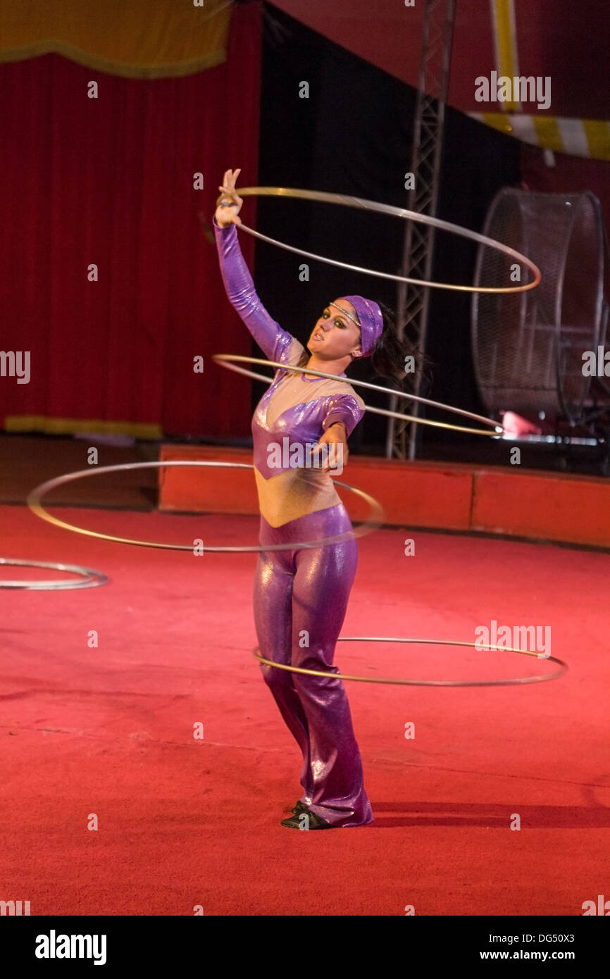 Hula hoop routine in circus at Great New York State Fair, Syracuse ...