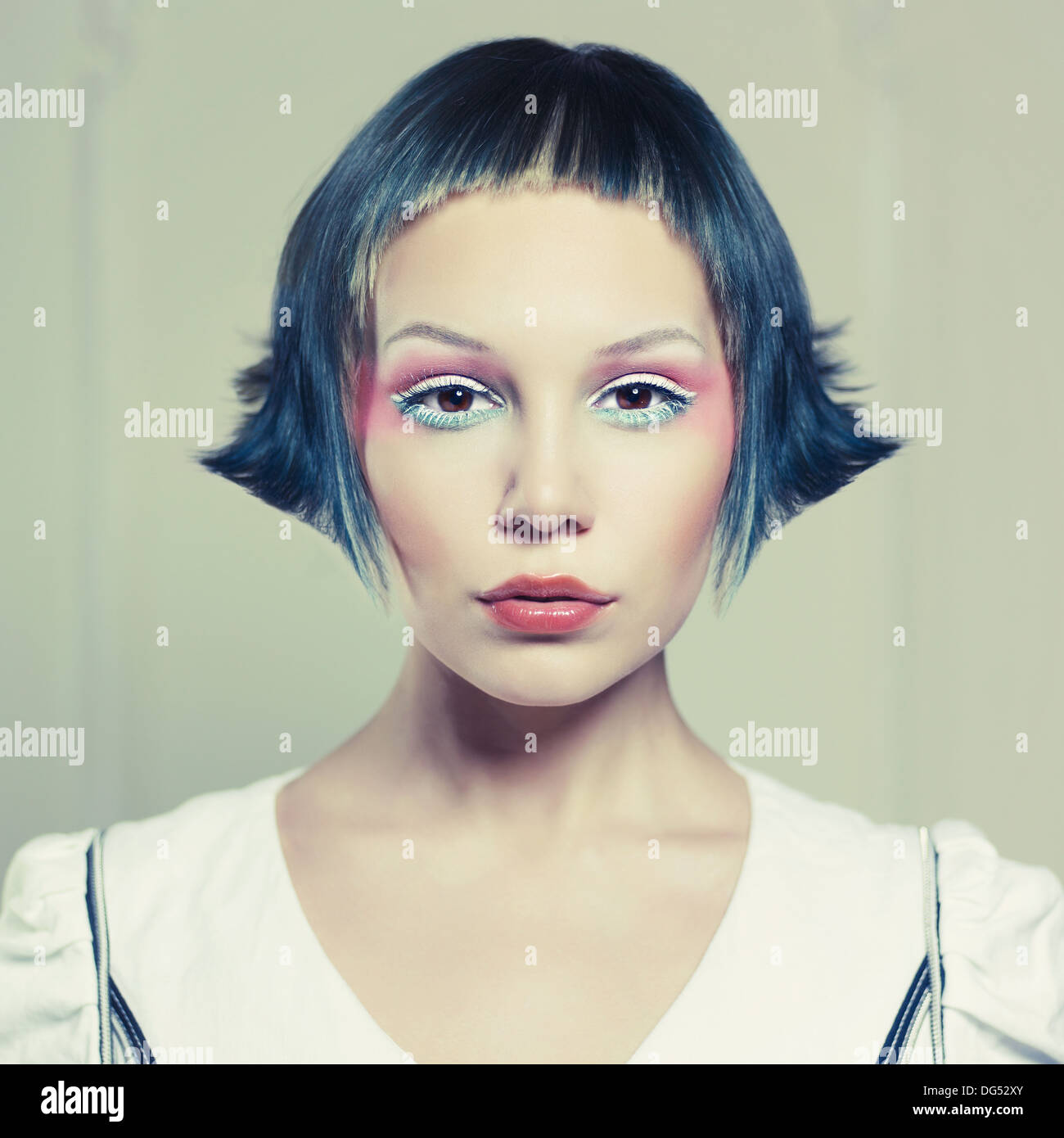 Fashion photo of beautiful lady with unusual makeup Stock Photo - Alamy