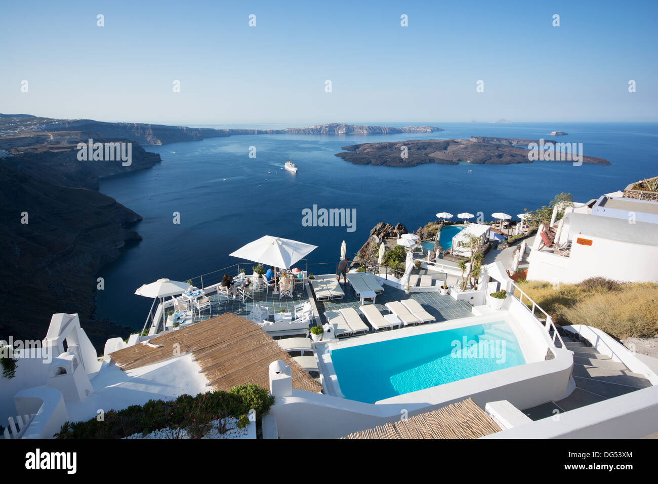 Santorini volcanic caldera aerial hi-res stock photography and images ...