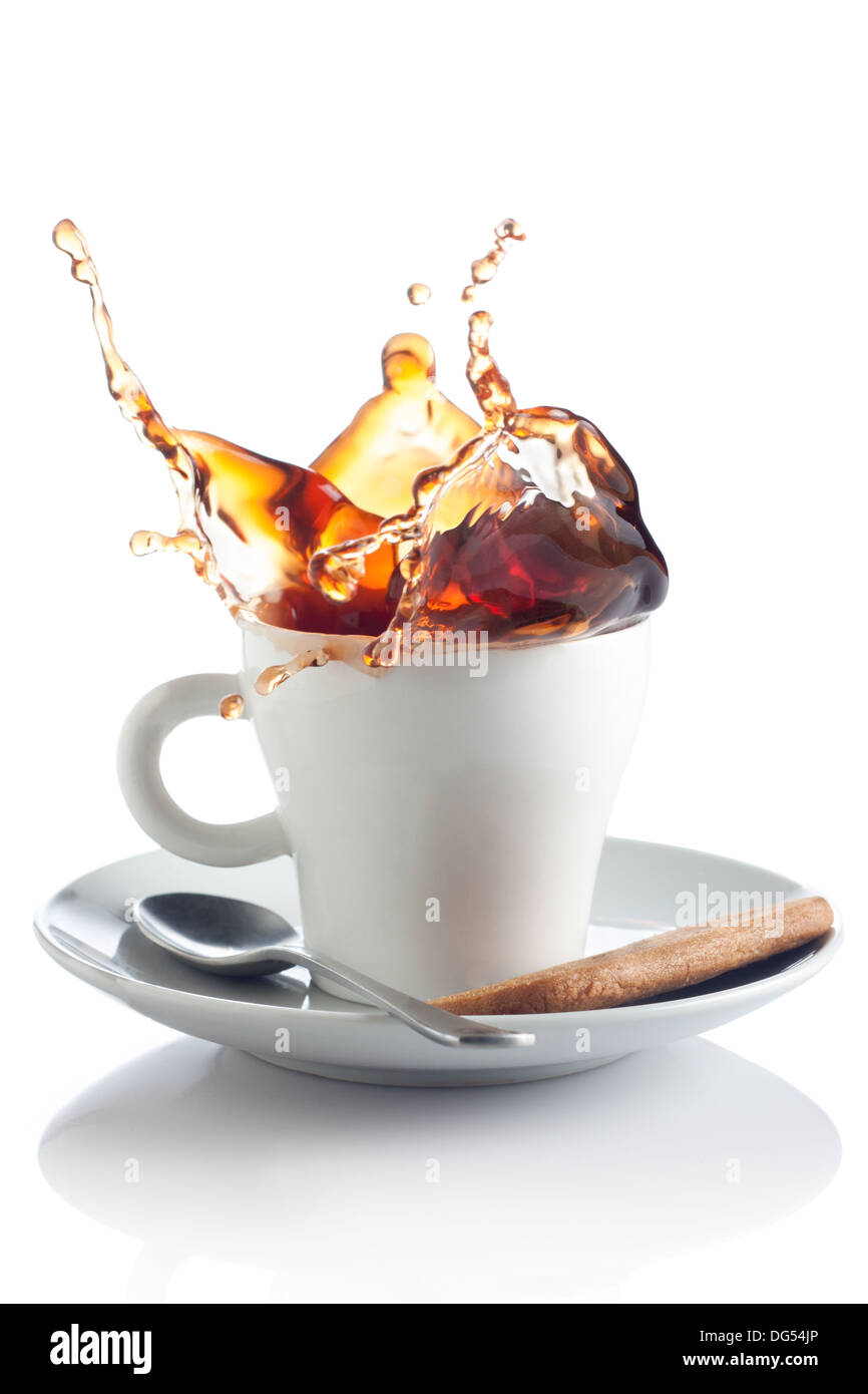 coffee splash in a cup isolated on white Stock Photo - Alamy