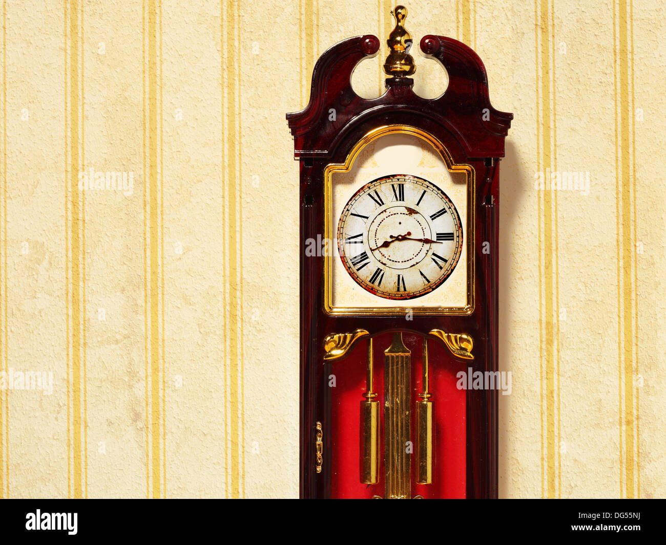 old vintage clock on a paper wall Stock Photo - Alamy