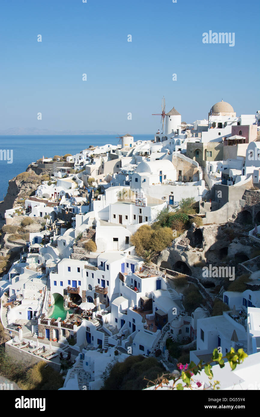SANTORINI (THIRA), CYCLADES, GREECE. A view of the picturesque ...