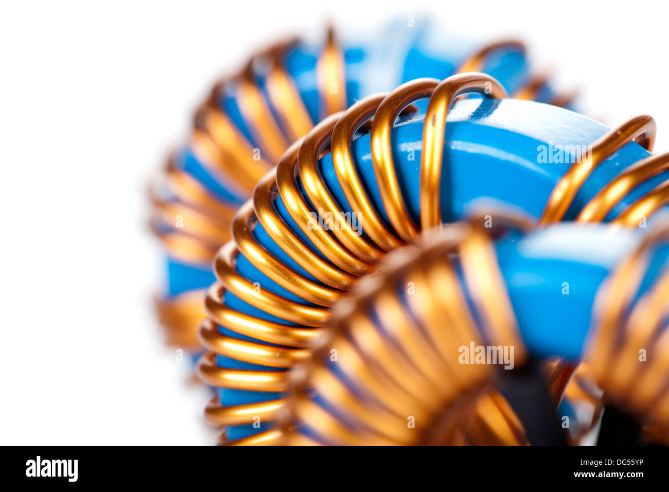 Detail Close-up View of three Industrial Toroidal Choke Coil isolated ...