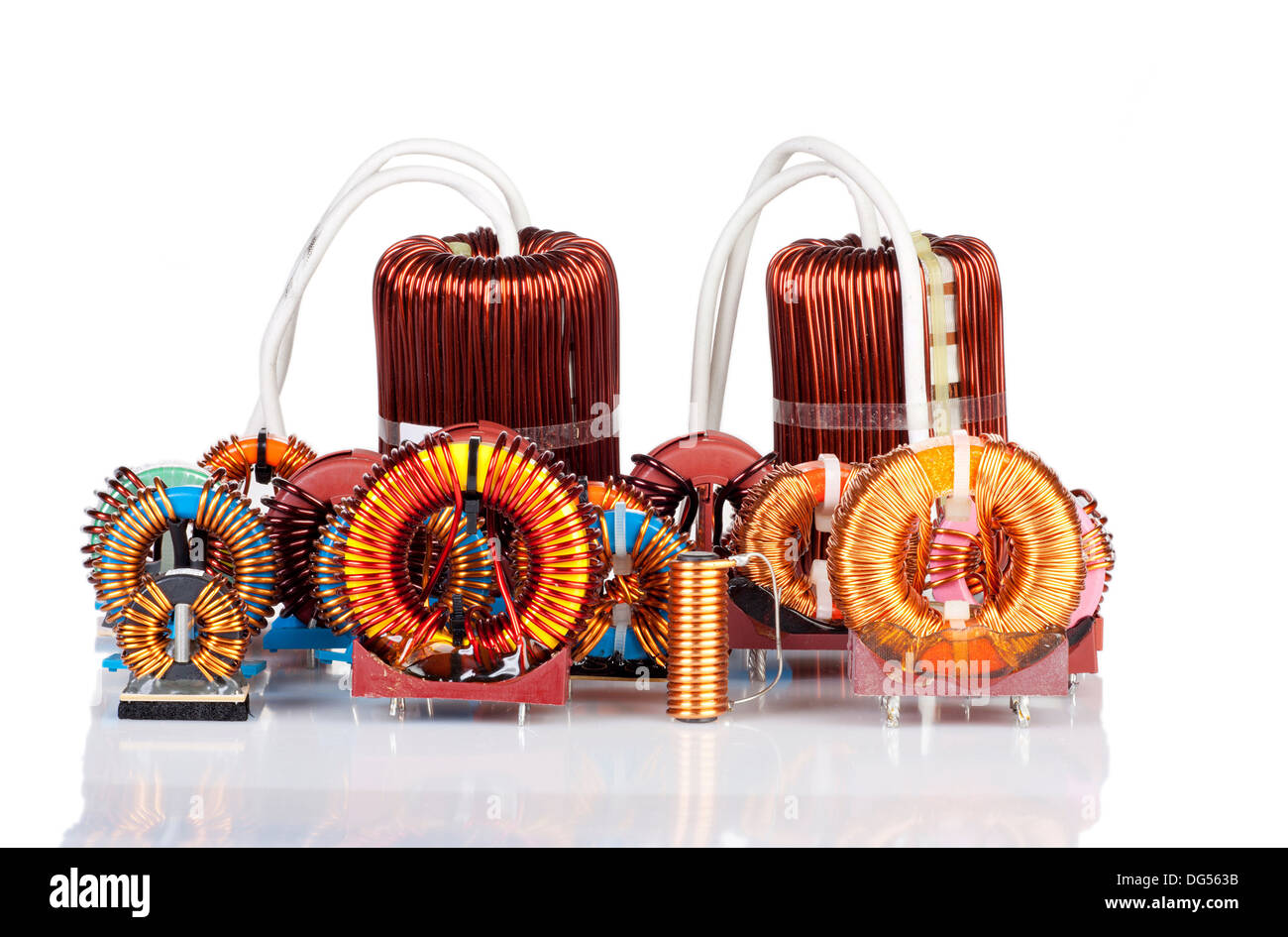 Selection of many Industrial Toroidal Choke Coils isolated and ...