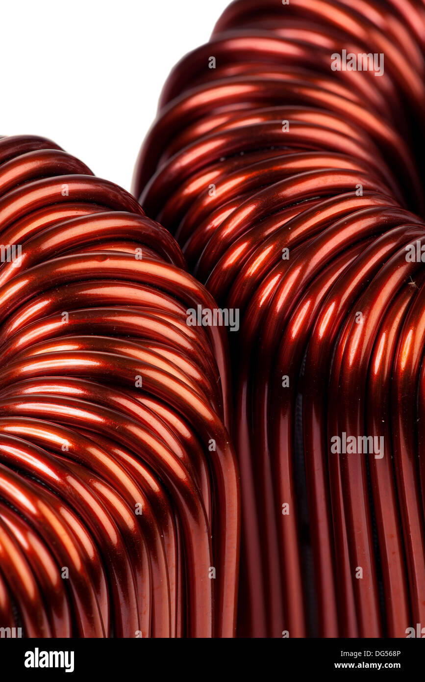 Close-up View of two Large Industrial Toroidal Choke Coil isolated on ...