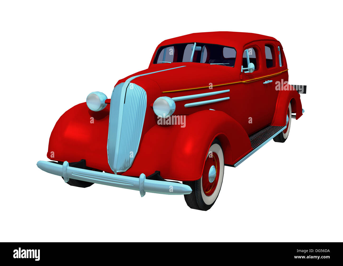 3d digital render of a red retro car isolated on white background Stock ...